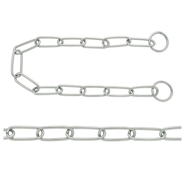 Collar with long links, single row, 2rings, crome | Pet Hardware®