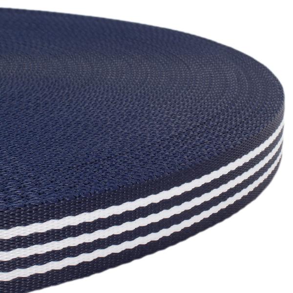 Weave Webbing – Blue / White Stripes, wide 25 mm | Pet Hardware®